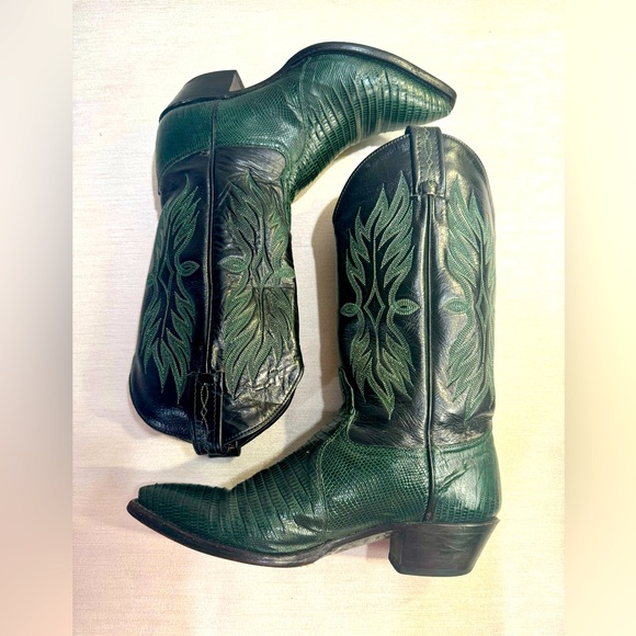 Tony Lama | Shoes | Tony Lama Emerald Green Teju Lizard Ladies Cowboy ...